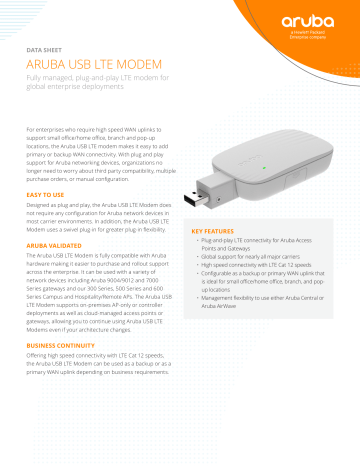 Aruba USB LTE Modem Product Sheet | Manualzz