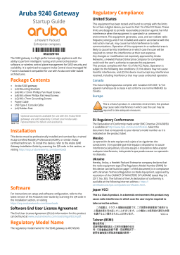 Aruba 9240 - User Guide, installation Guide, Getting started guide
