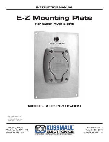 Kussmaul 091-185-009 Auto Eject Owner Manual | Manualzz