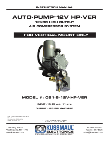 Kussmaul 091-9-12V-HP-VER Auto Eject Owner Manual | Manualzz