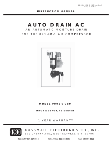 Kussmaul 091-9-089 Auto Eject Instruction manual | Manualzz