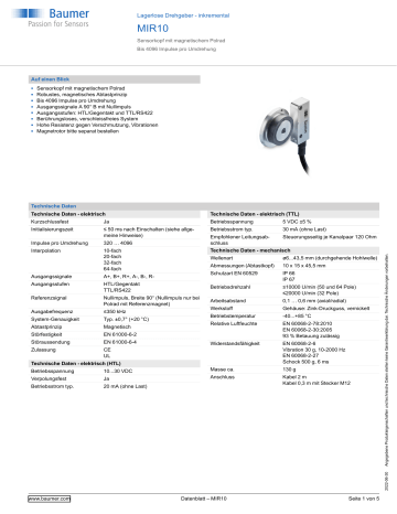 Baumer MIR10 Encoder Datenblatt | Manualzz