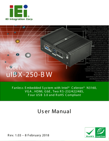 IEI Integration uIBX-250-BW Ultra Compact Size User Manual | Manualzz