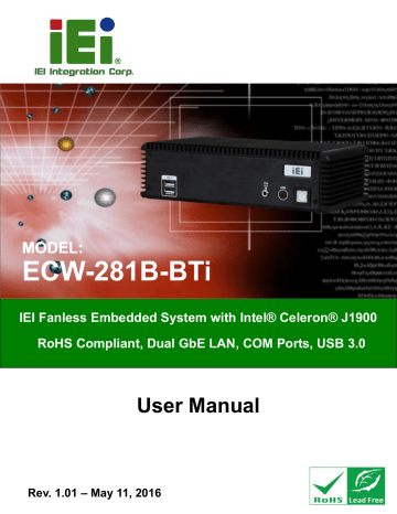 IEI Integration ECW-281B Fanless Embedded System User Manual | Manualzz