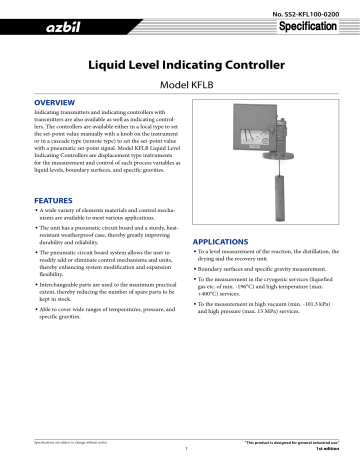 Azbil KFLB Product sheet | Manualzz