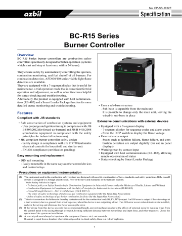 Azbil BC-R15 Product sheet | Manualzz