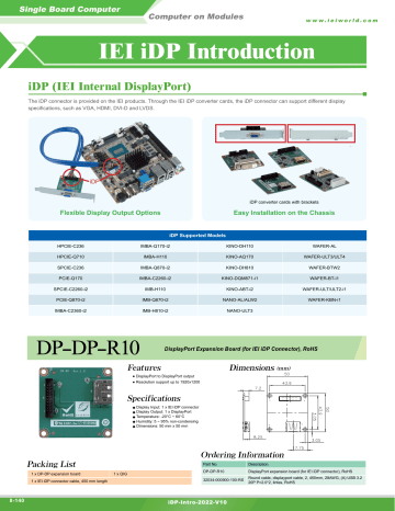 IEI Integration DP-LVDS DisplayPort to 24-bit Dual-channel LVDS Converter Board DP-LVDS-R10 (for ...