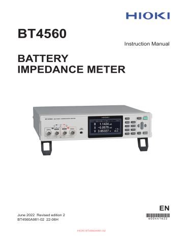 Hioki BATTERY IMPEDANCE METER BT4560 Instruction Manual | Manualzz