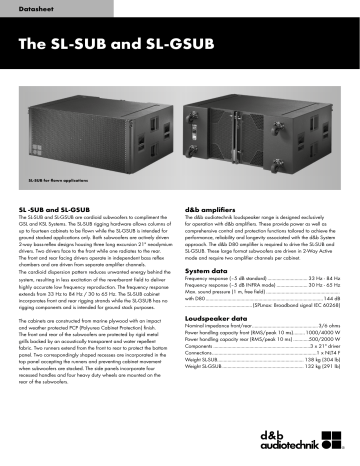 D&B Audiotechnik SL-SUB/SL-GSUB Datasheet | Manualzz