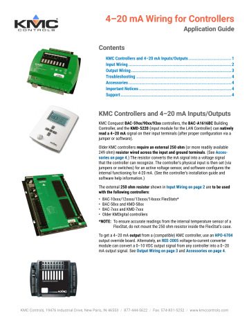 KMC Controls 4-20 mA Wiring Application Guide | Manualzz
