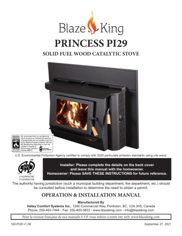 Blaze King Princess 29 Insert Owner's manual | Manualzz