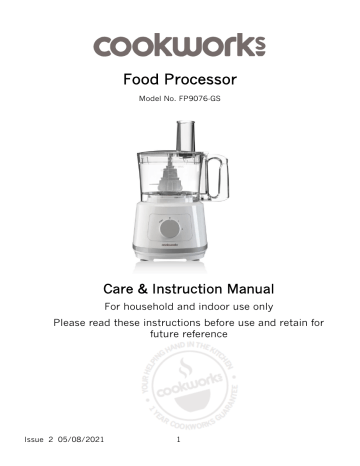 Cookworks FP9076-GS Food Processor Instruction Manual | Manualzz