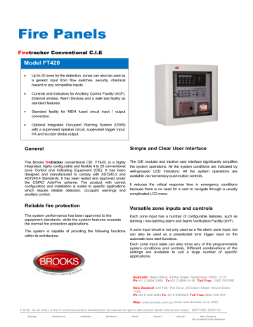 Brooks FireTracker Conventional Panels Spec Sheet | Manualzz