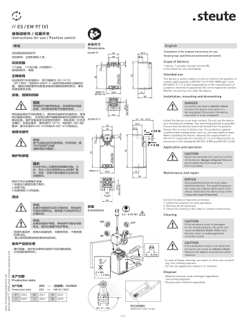 Steute EM 97 WHKR 11 Mounting and Wiring Instructions | Manualzz