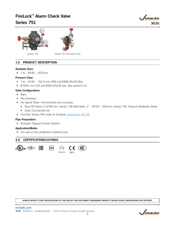Victaulic S030751201 FireLock™ Series 751 3 in. Ductile Iron Grooved ...