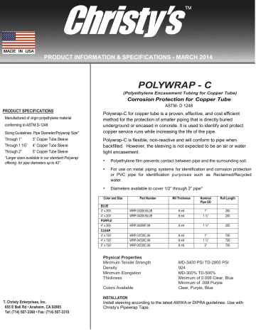 Christy's WRP-04200BLUE 4 in. Polywrap Non-Perforated Pipe Encasement ...