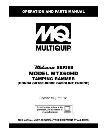 MULTIQUIP MTX60HD MTX Series 2-4/5 hp Rammer User guide | Manualzz