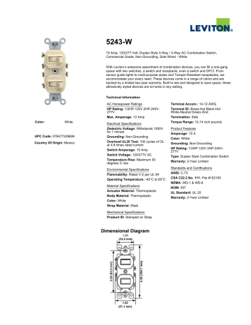 Leviton 5243-W Switch Specification | Manualzz