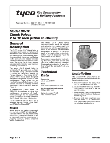 Tyco 595900020 Model CV-1F 2 in. Ductile Iron Grooved Swing Check Valve ...
