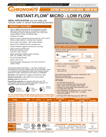 Chronomite M-30L/277 HTR 120F Instant-Flow® Micro 8.31kW Electric ...