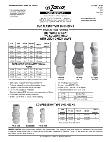 Zoeller 30-0048 2 in. Union Solvent Weld PVC Quiet Check Valve ...