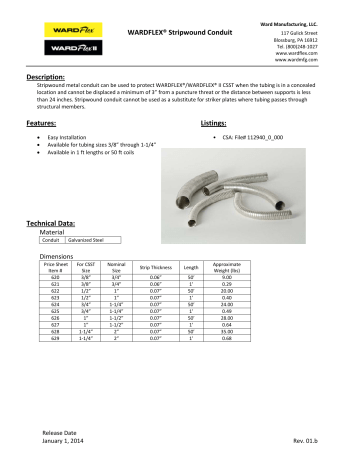 WARDFlex 626 1 in. FIP Strip Wound Hose Specification | Manualzz