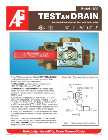 AGF Manufacturing 112 Model 1000 TESTanDRAIN® 1 in. NPT Bronze Test and ...