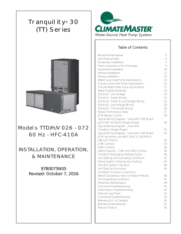 Climate Master TTV038CGC01ARKS Tranquility 27® TT Series 3 Tons Two ...