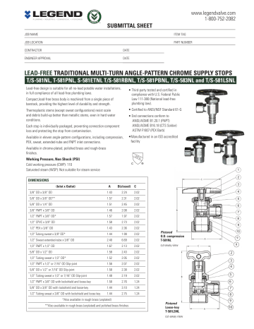 Legend Valve & Fitting 114-109NL T-581NL Series 1/2 Specification ...