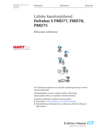 Endres+Hauser Deltabar S FMD77, FMD78, PMD75 Kasutusjuhend | Manualzz