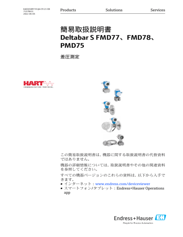 Endres+Hauser Deltabar S FMD77, FMD78, PMD75 ユーザーマニュアル | Manualzz