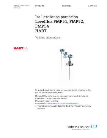 Endres+Hauser Levelflex FMP51, FMP52, FMP54 HART Lietotāja rokasgrāmata ...