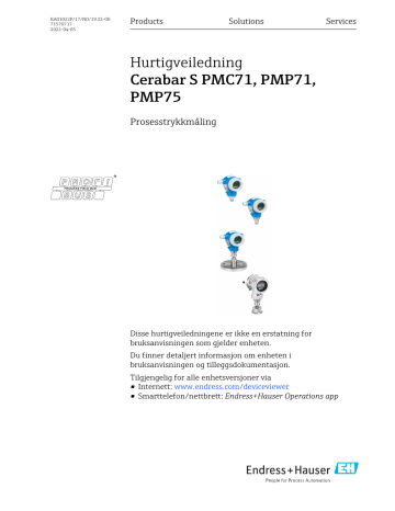 Endres+Hauser Cerabar S PMC71, PMP71, PMP75 Brugermanual | Manualzz