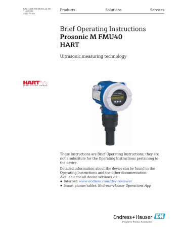Endres+Hauser Prosonic M FMU40 HART Short Instruction | Manualzz