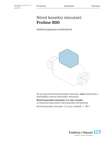 Endres+Hauser Proline 800 Short Instruction | Manualzz