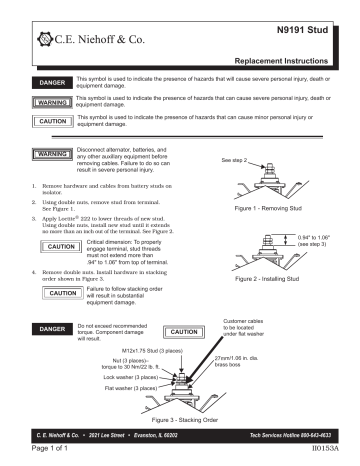 C.E. Niehoff N9191 Stud Replacement Instructions | Manualzz