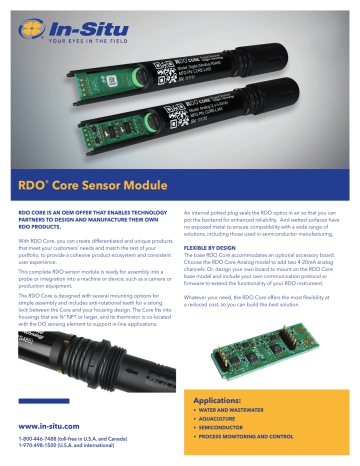 In-Situ RDO_Core RDO® Core Sensor Module Product sheet | Manualzz