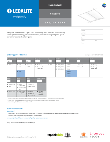 Ledalite LED SilkSpace Recessed-CST 规范 | Manualzz