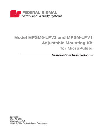 Federal Signal MicroPulse® Ultra Product Manual | Manualzz