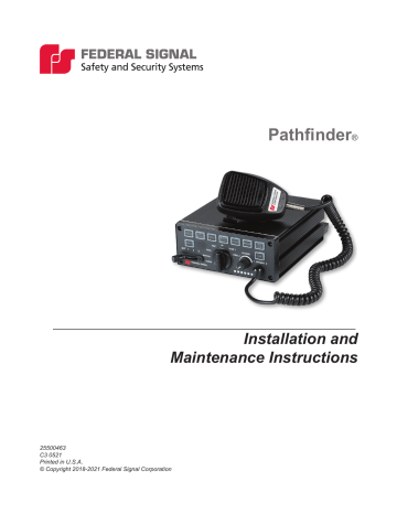 Federal Signal Pathfinder Siren Light Controller Product Manual | Manualzz
