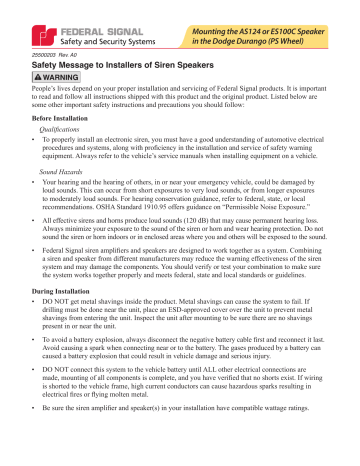 Federal Signal AS124 Speaker Product Manual | Manualzz