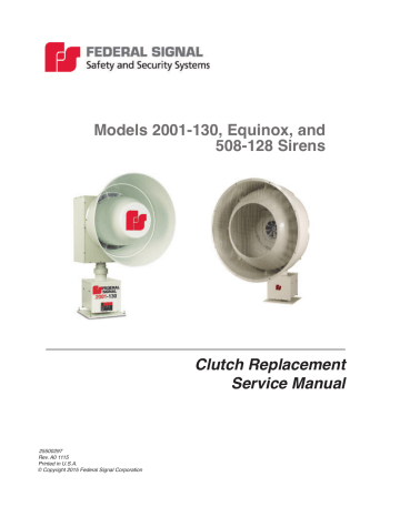 Federal Signal 508 High-Powered Outdoor Siren Product Manual | Manualzz