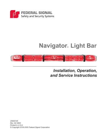 Federal Signal Navigator Lightbar Product Manual | Manualzz