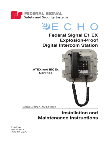 Federal Signal ECHO E1 EX Explosion Proof Digital Intercom Stations ...