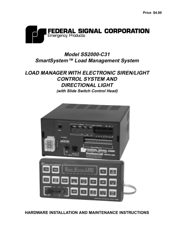 Federal Signal SS2000-LMS Product Manual | Manualzz