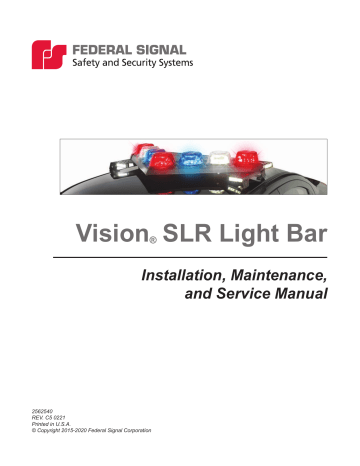 Federal Signal Vision SLR Lightbar Product Manual | Manualzz