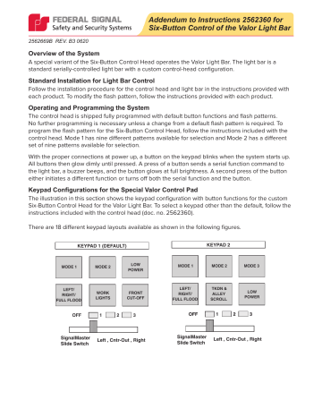 Federal Signal Six-Button Controller Product Manual | Manualzz