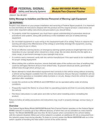 Federal Signal Six-Button Controller Product Manual | Manualzz