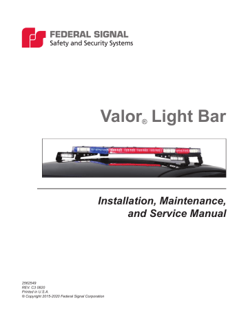 Federal Signal Valor Light Bar Product Manual | Manualzz