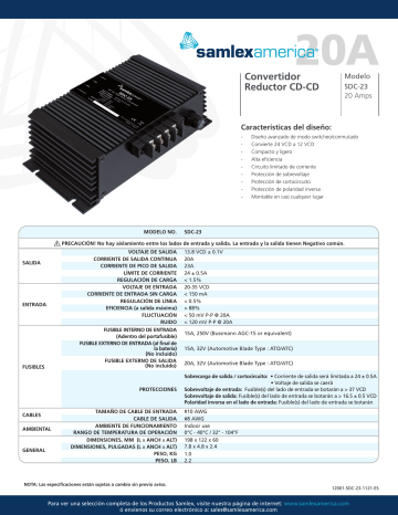 Samlex America SDC-23 24VDC-12VDC Converter Especificación | Manualzz